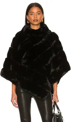Adrienne Landau Faux Fur Wrap - Black