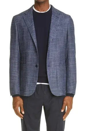 Zegna Crossover Micro Check Wool, Silk & Cashmere Sport Coat
