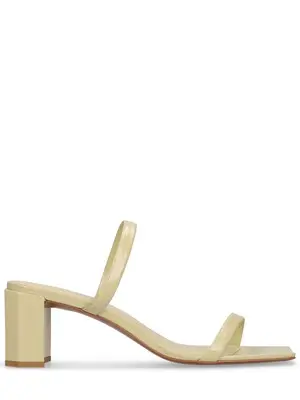 By Far 60mm Tanya Gloss Leather Sandals Olive Green