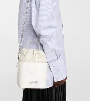 MAISON MARGIELA 5ac Leather Bucket Bag - White