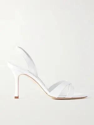 Manolo Blahnik Callasli 90 Leather Slingback Sandals - White