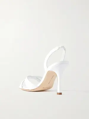 Manolo Blahnik Callasli 90 Leather Slingback Sandals - White