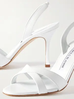 Manolo Blahnik Callasli 90 Leather Slingback Sandals - White