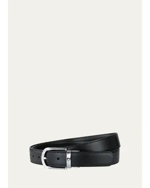Montblanc Horseshoe-buckle Reversible Leather Belt - Black/brown