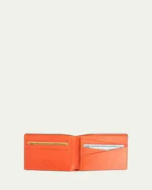 ROYCE NEW YORK Rfid Blocking Bifold Wallet, Personalized Brown And Orange