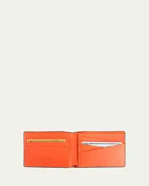 ROYCE NEW YORK Rfid Blocking Bifold Wallet, Personalized Navy Blue And Orange