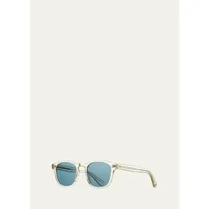Garrett Leight Ace Square Acetate Sunglasses, Clear/blue - One-color