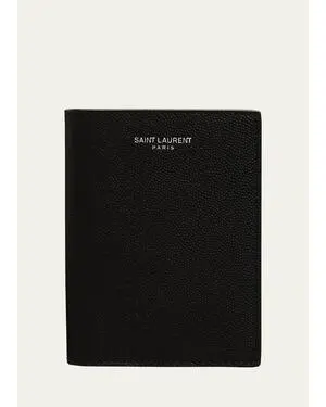 Saint Laurent Pebbled Leather Wallet - Black