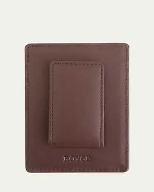ROYCE NEW YORK Monogrammed Leather Magnetic Money Clip Wallet, Personalized - Brown