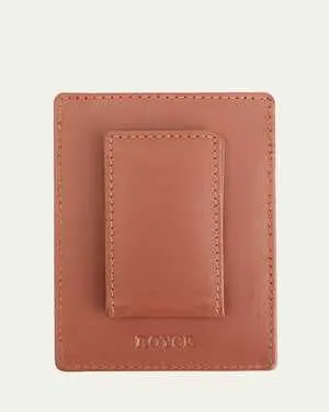 ROYCE NEW YORK Monogrammed Leather Magnetic Money Clip Wallet, Personalized - Tan