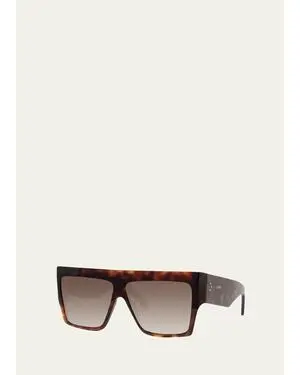 Celine Chunky Rectangle Gradient Havana Sunglasses - Brown