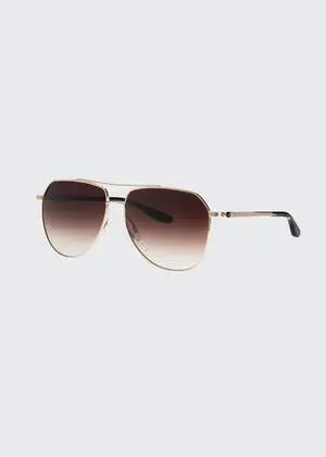 Barton Perreira Men's Voltaire Gradient Double-Bridge Aviator Sunglasses - One-color