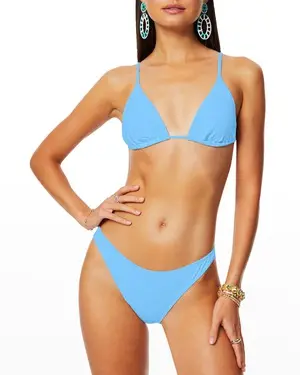 Ramy Brook Isla Low-Rise Bikini Bottoms Coastal Blue