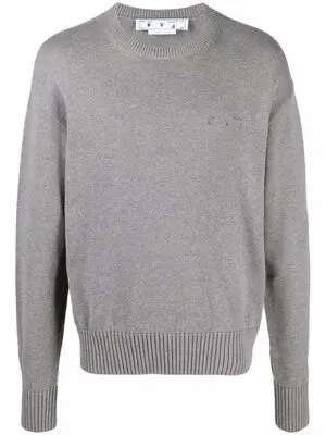 Off-White Logo Embroidered Knitted Jumper