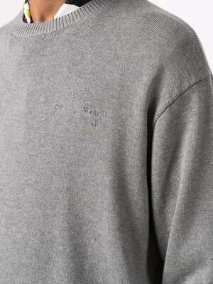 Off-White Logo Embroidered Knitted Jumper