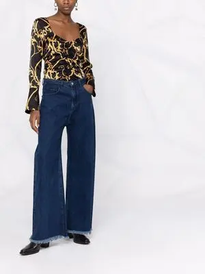 GANNI Ruched-detail Printed Top