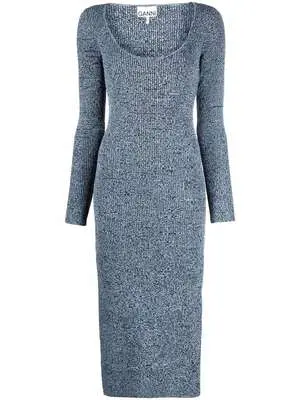 GANNI Melange-knit Dress