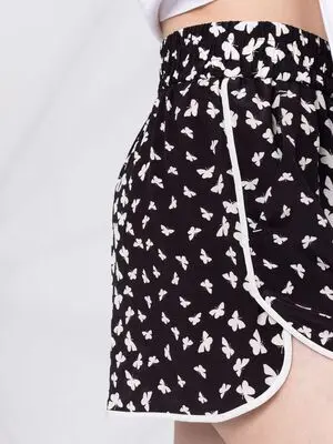 Red Valentino Butterfly-print Silk Shorts