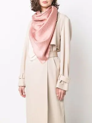 FERRAGAMO Gancini-jacquard Wool-silk Scarf - Pink
