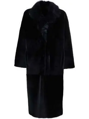 LISKA Single-breasted Shearling Coat - Blue