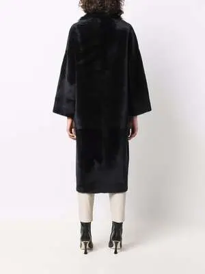 LISKA Single-breasted Shearling Coat - Blue