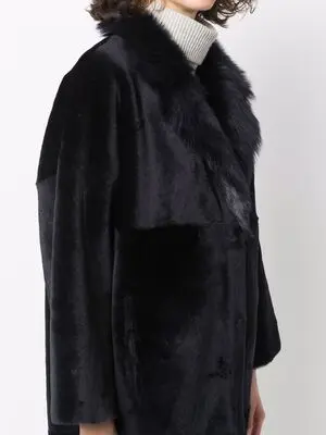 LISKA Single-breasted Shearling Coat - Blue
