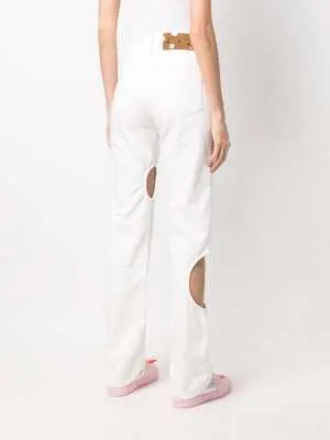 Off-White Straight-leg Jeans With Cutout Detail - White