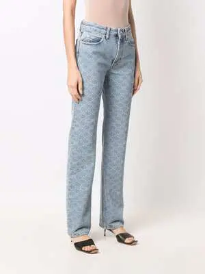 Off-White Monogram-print Straight Leg Jeans