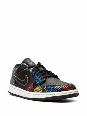 JORDAN Air 1 Low Multicolor Snakeskin Sneakers - Black