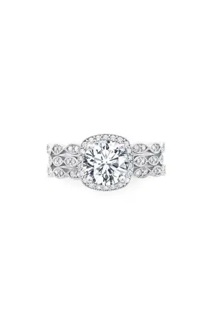 CRISLU Cubic Zirconia Halo Stack Ring - Platinum