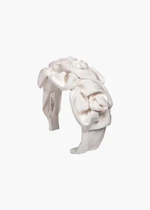 JENNIFER BEHR Triple Rosette Faille Headband - Cream
