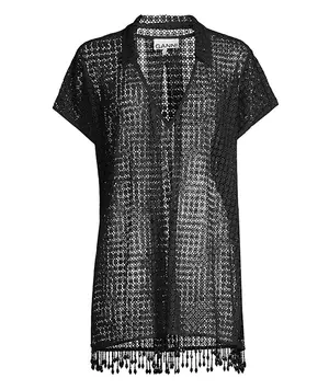 GANNI Women's Grid Lace Kaftan - Black  - Black