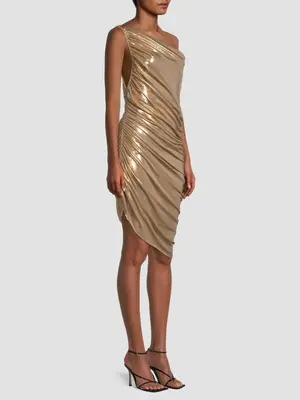 Norma Kamali Diana Metallic One-shoulder Minidress