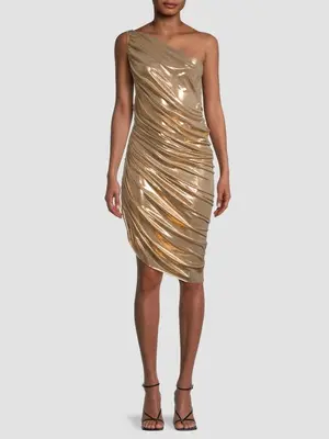 Norma Kamali Diana Metallic One-shoulder Minidress