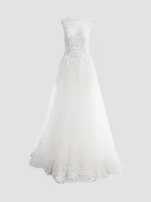 Tadashi Shoji Floral-embroidered A-line Gown - Ivory