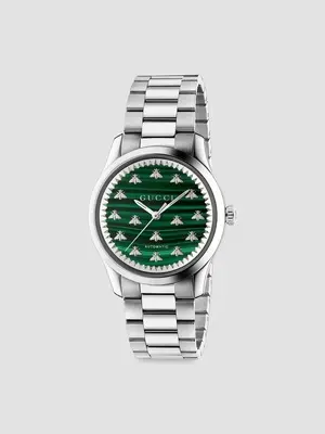 Gucci Malachite Stone Stainless Steel Bracelet Watch - Silver