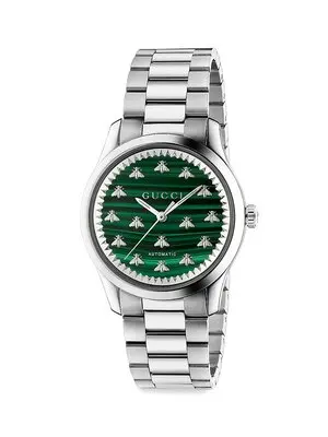 Gucci Malachite Stone Stainless Steel Bracelet Watch