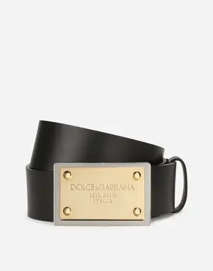 Dolce & Gabbana Leather Belt With Branded Buckle - Black