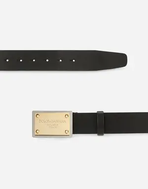Dolce & Gabbana Leather Belt With Branded Buckle