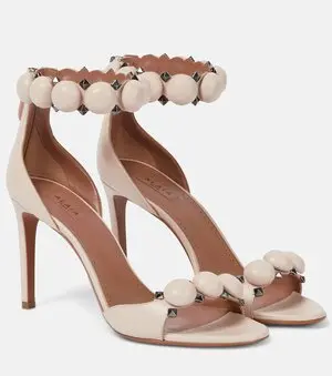 Alaïa La Bombe 90 Leather Sandals - Beige