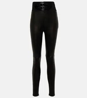 Alaïa Belted High-rise Leather Leggings