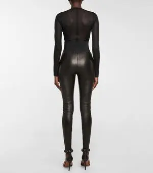 Alaïa Belted High-rise Leather Leggings