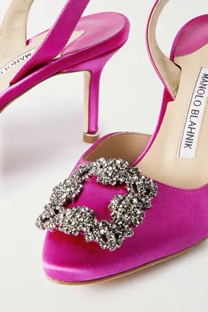 Manolo Blahnik Hangisli 70 Embellished Satin Slingback Pumps - Pink