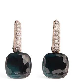 Pomellato Mixed Metal, Diamond, And London Topaz Nudo Drop Earrings - Blue