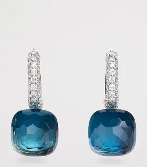Pomellato Mixed Metal, Diamond, And London Topaz Nudo Drop Earrings - Blue