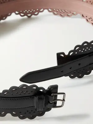 Alaïa Vienne Laser-cut Leather Belt - Black