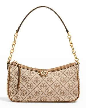 Tory Burch T Monogram Jacquard Zip Shoulder Bag - Hazel