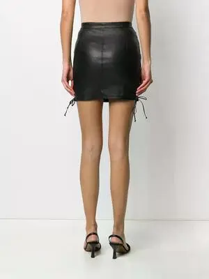 BEN TAVERNITI UNRAVEL PROJECT Laced Leather Mini Skirt - Black