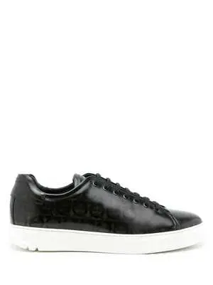 FERRAGAMO Cube Gancini-print Sneakers - Black