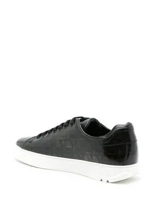 FERRAGAMO Cube Gancini-print Sneakers - Black